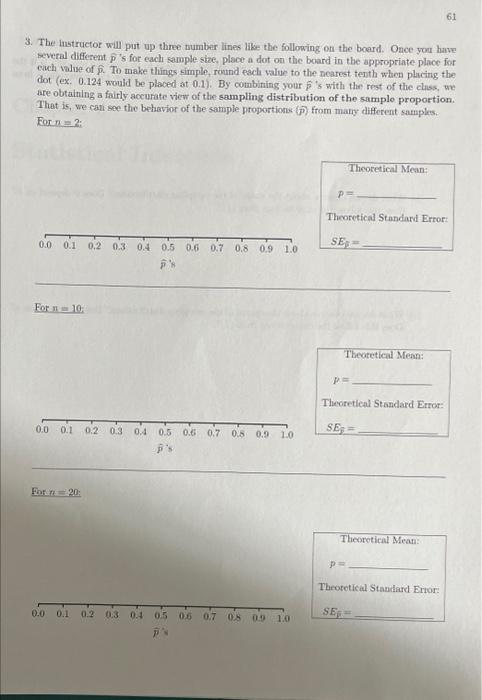 Solved 3. The instructor will put up three number lines like | Chegg.com