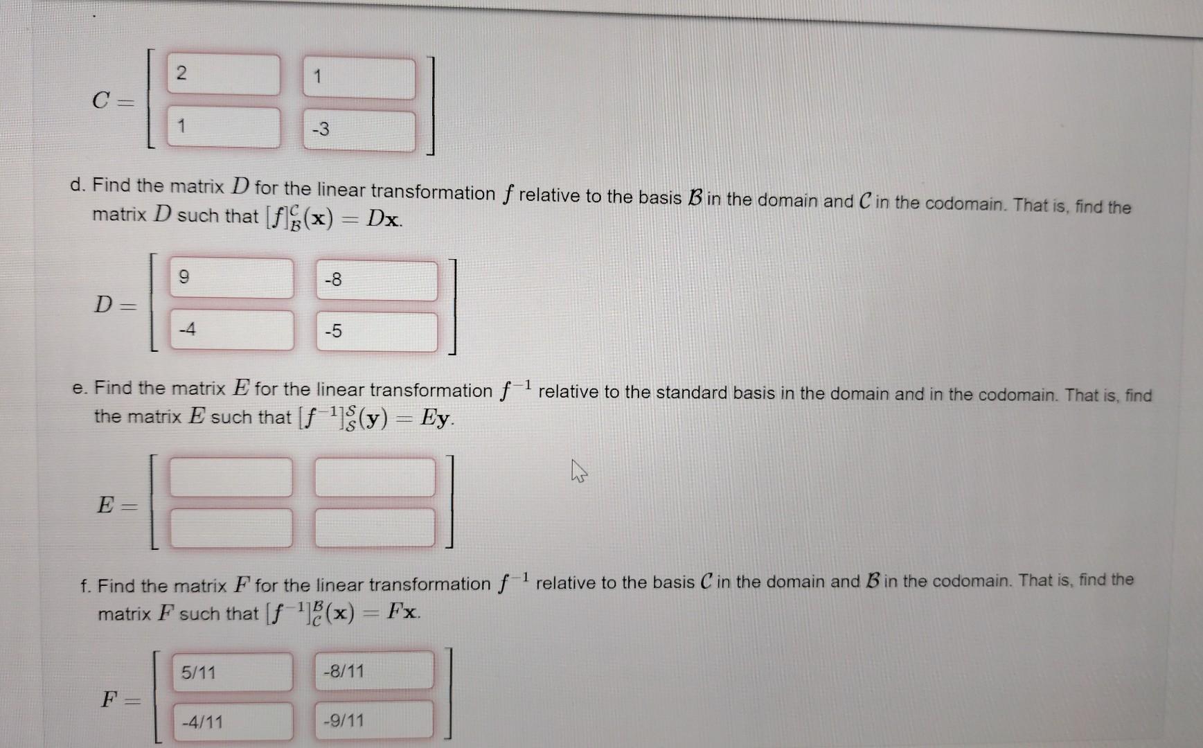 Solved The standard basis S={e1,e2} and two custom bases | Chegg.com