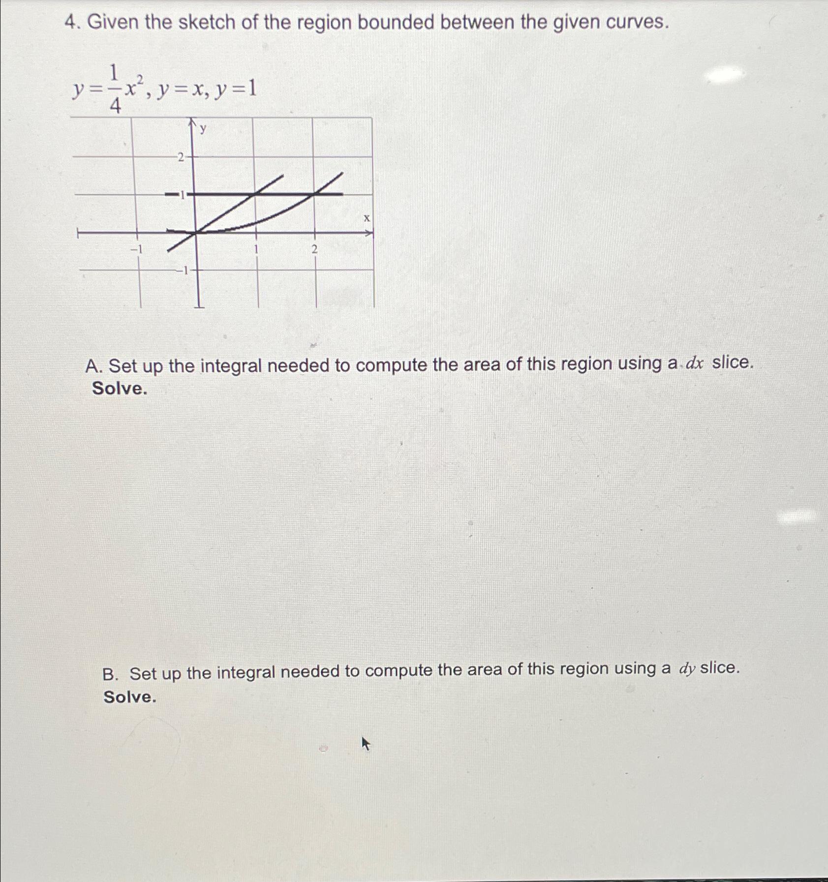 Solved Given the sketch of the region bounded between the | Chegg.com