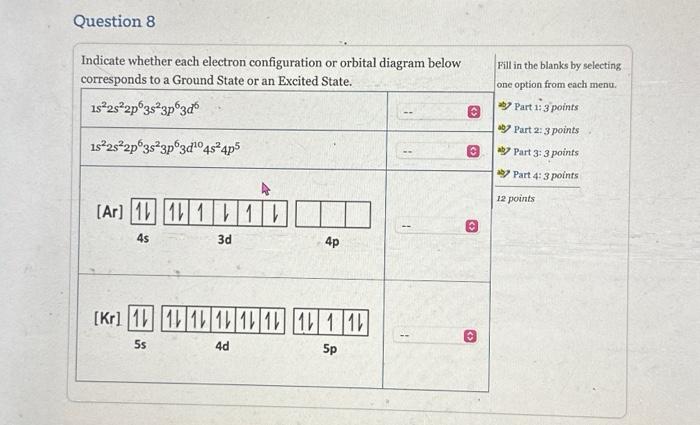 Solved Question 8 Indicate whether each electron | Chegg.com