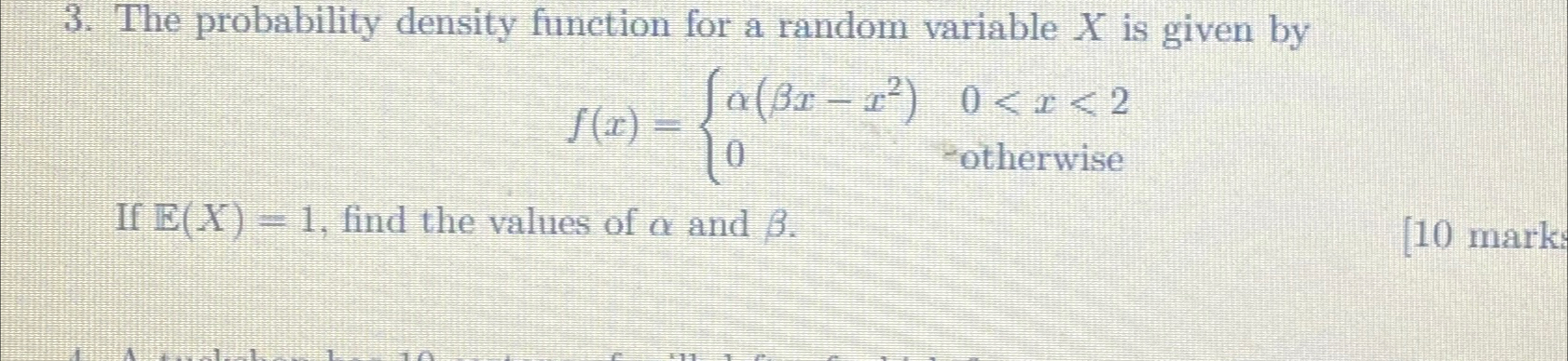 Solved The probability density function for a random | Chegg.com