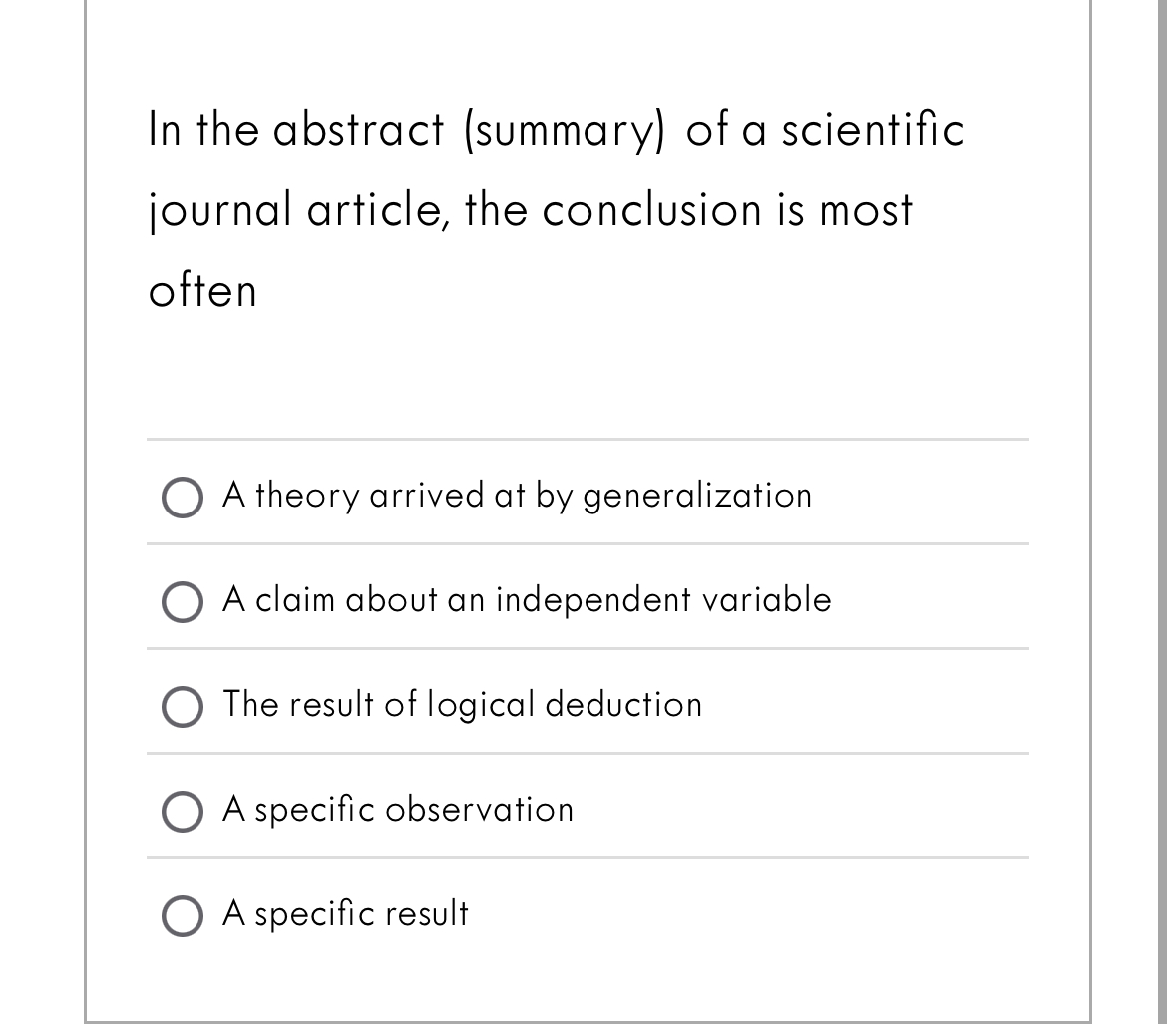 Solved In the abstract (summary) ﻿of a scientific journal | Chegg.com