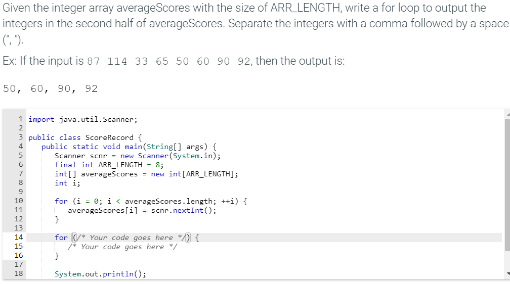 Solved Given the integer array averageScores with the size | Chegg.com