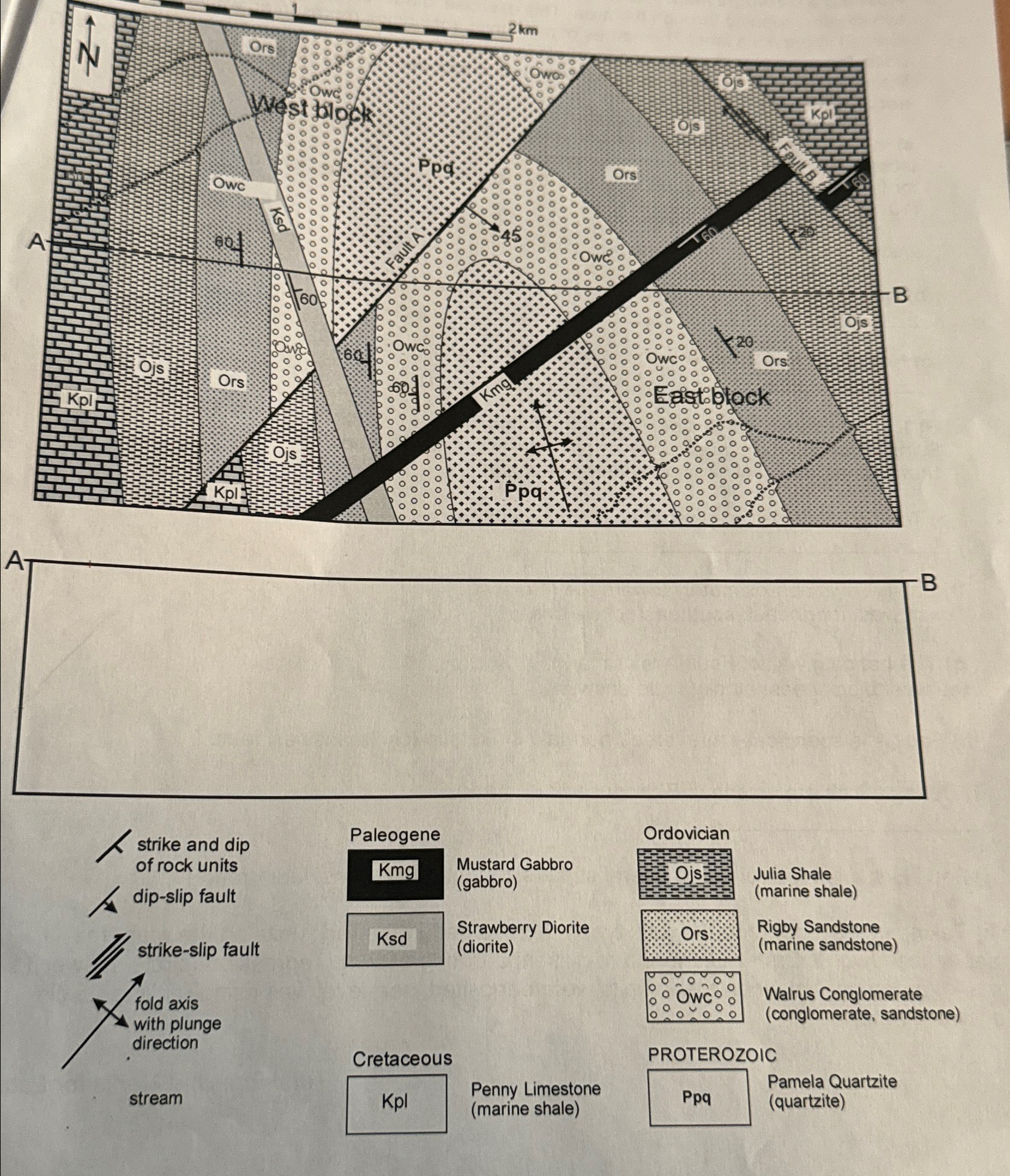 Solved In the empty space below the map, construct a | Chegg.com