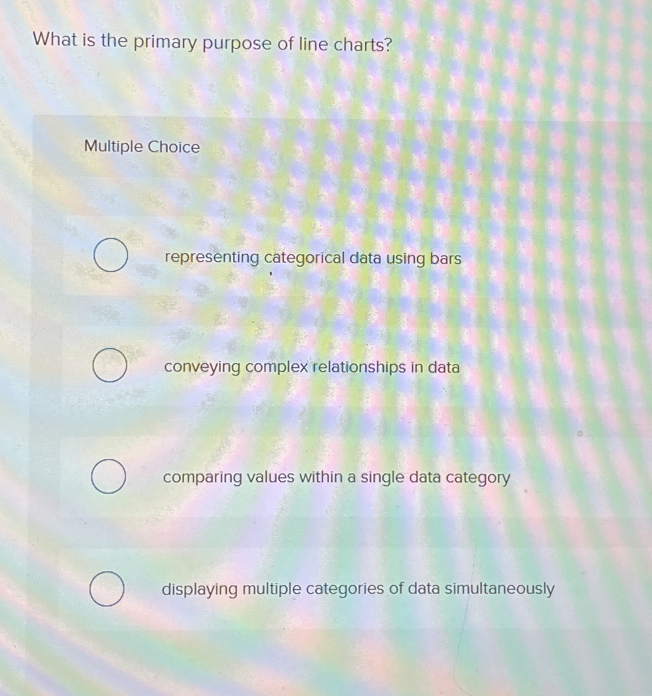 Solved What is the primary purpose of line charts?Multiple | Chegg.com