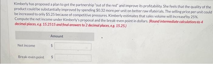 Solved The condensed income statement for the Kimberly and | Chegg.com