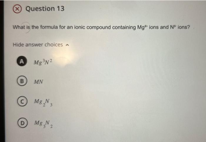 Solved What is the formula for an ionic compound containing | Chegg.com