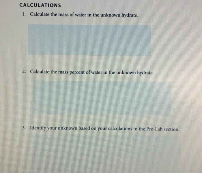 Solved Hydrate Unknown Code: Initial Observations of your | Chegg.com