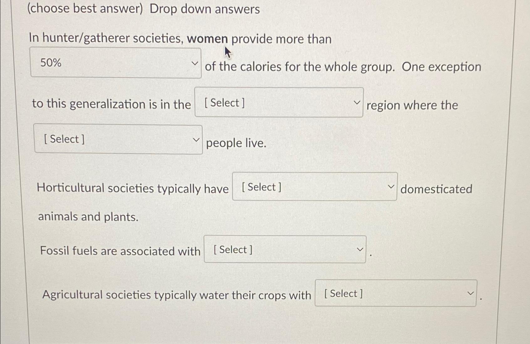 Solved (choose best answer) ﻿Drop down answersIn | Chegg.com | Chegg.com