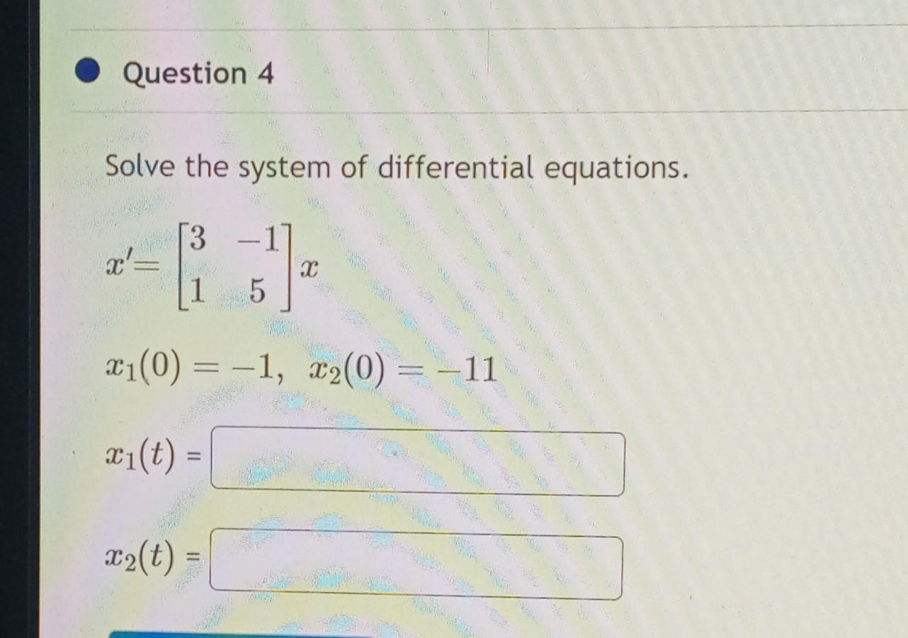 Solved Solve the system of differential equations. | Chegg.com