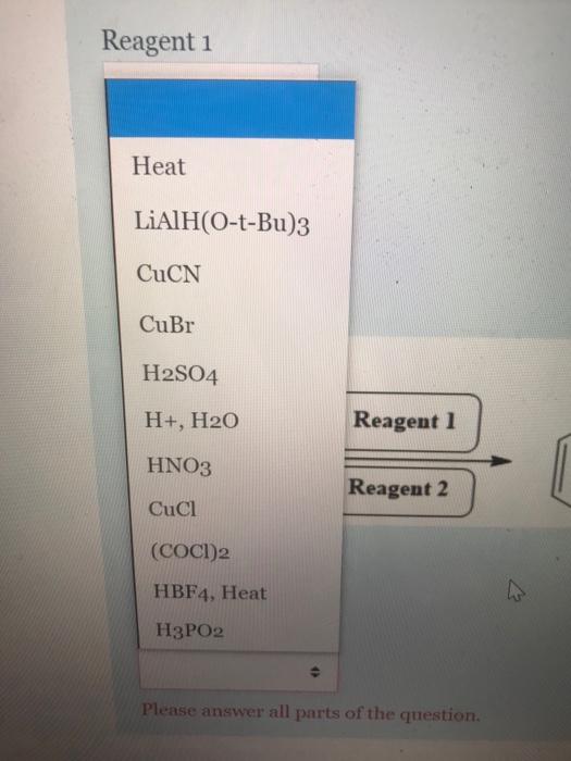 Solved MgBr Reagent 1 COOH Reagent 2 Reagent i H2SO4 CuBr | Chegg.com