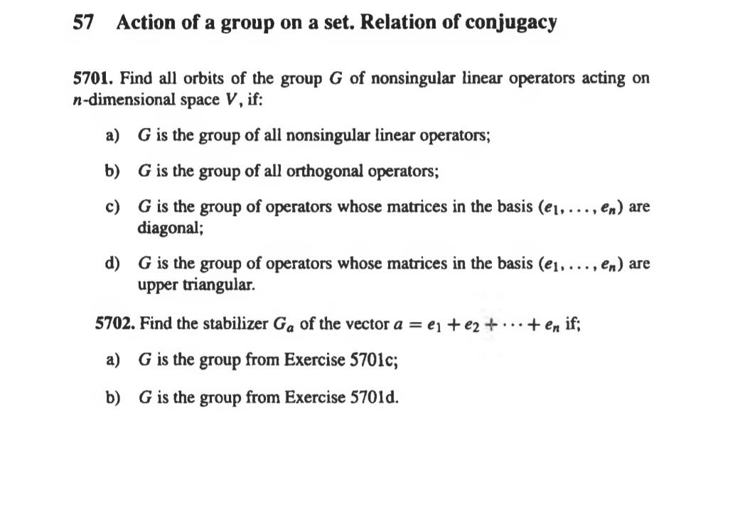 Solved 57 Action of a group on a set. Relation of conjugacy | Chegg.com