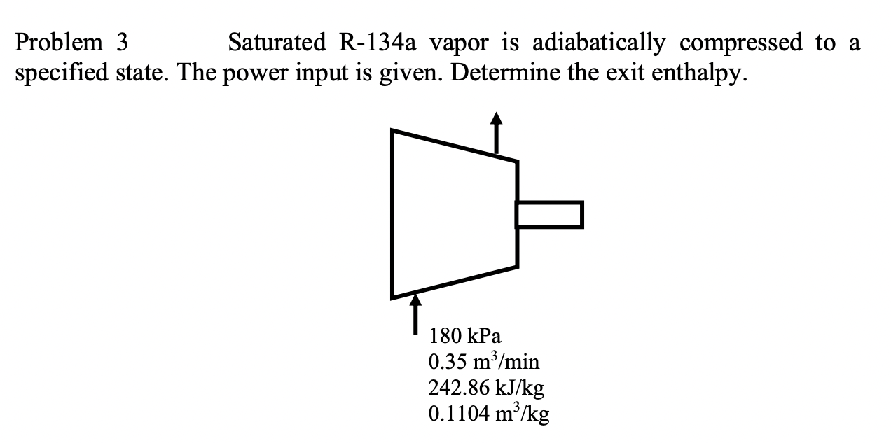 Problem 3 ﻿Saturated R-134a vapor is adiabatically | Chegg.com
