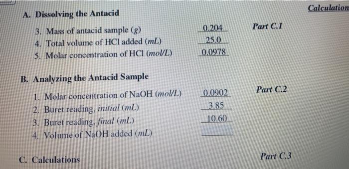 Solved Experiment 17 Report Sheet Antacid Analysis Date Lab | Chegg.com