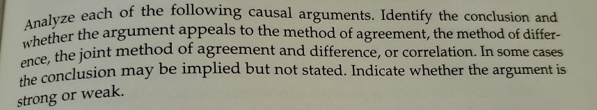 Analyze each of the foll each of the following causal | Chegg.com