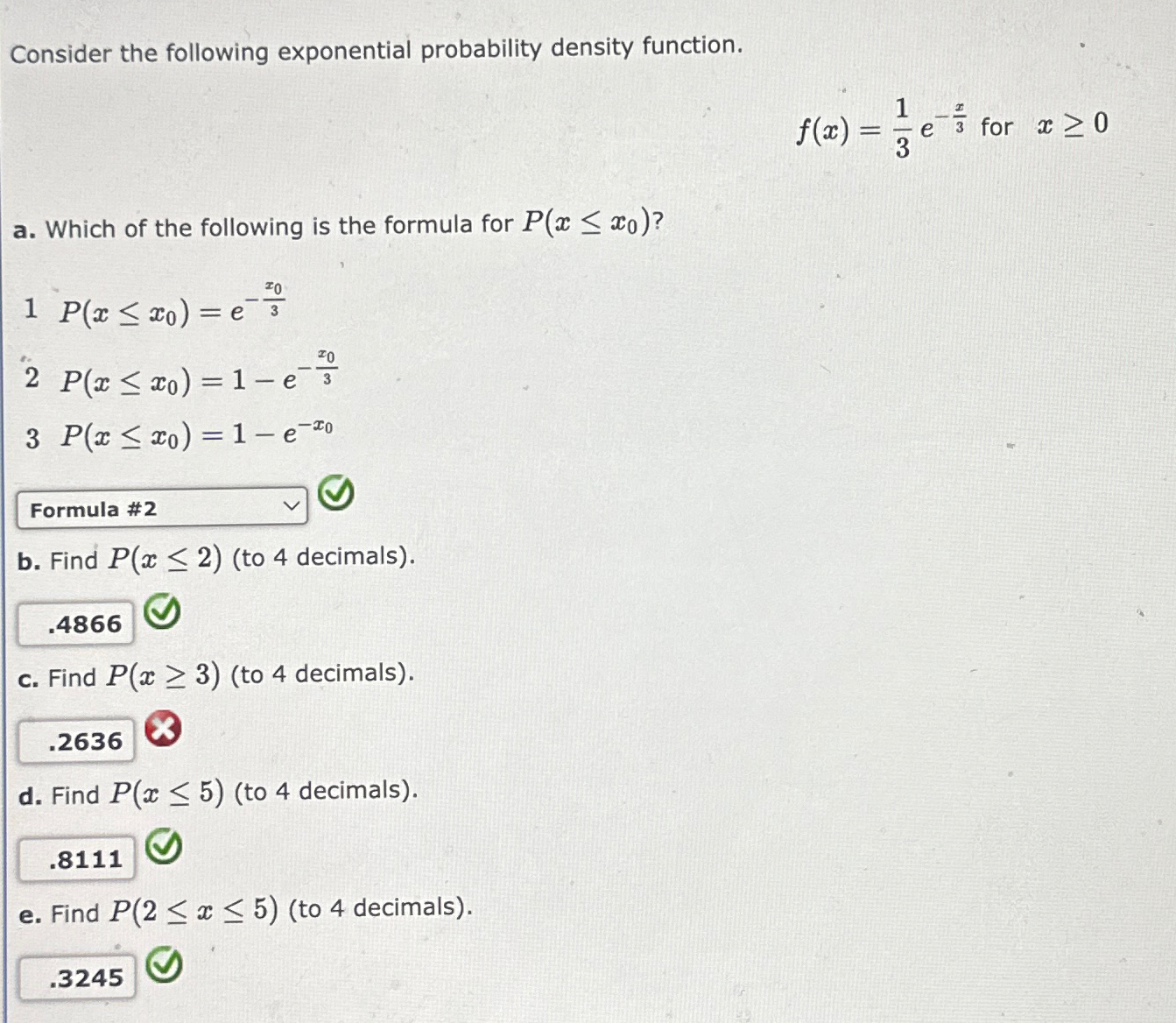 Solved Consider the following exponential probability | Chegg.com