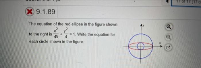 Solved X 9.1.89 The equation of the red ellipse in the | Chegg.com