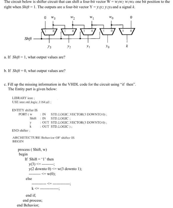Solved The circuit below is shifter circuit that can shift a | Chegg.com