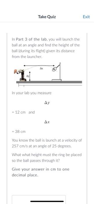 Solved In Part 3 of the lab, you will launch the ball at an | Chegg.com