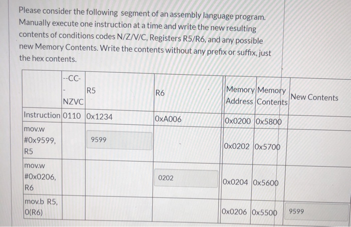 Solved Please consider the following segment of an assembly | Chegg.com