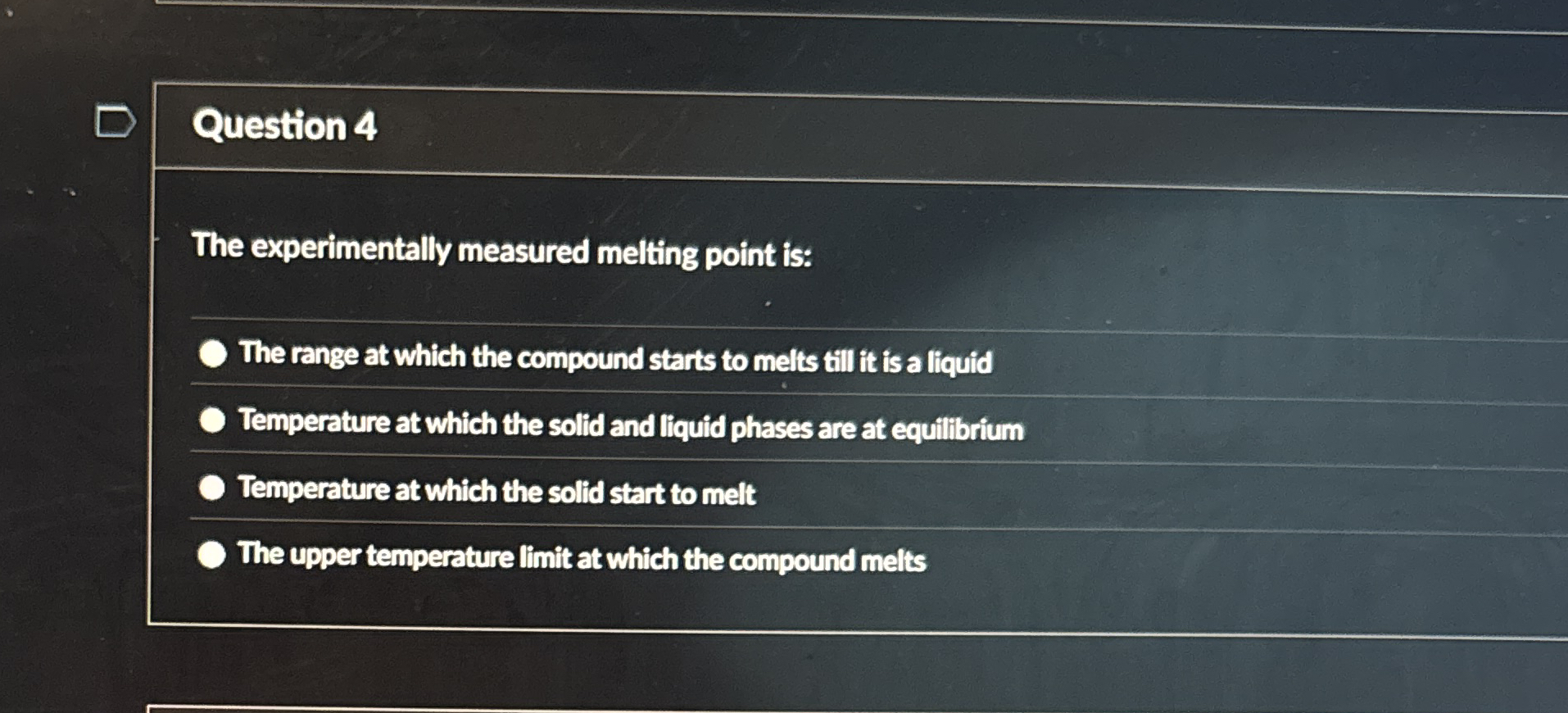 Question 4The experimentally measured melting point | Chegg.com