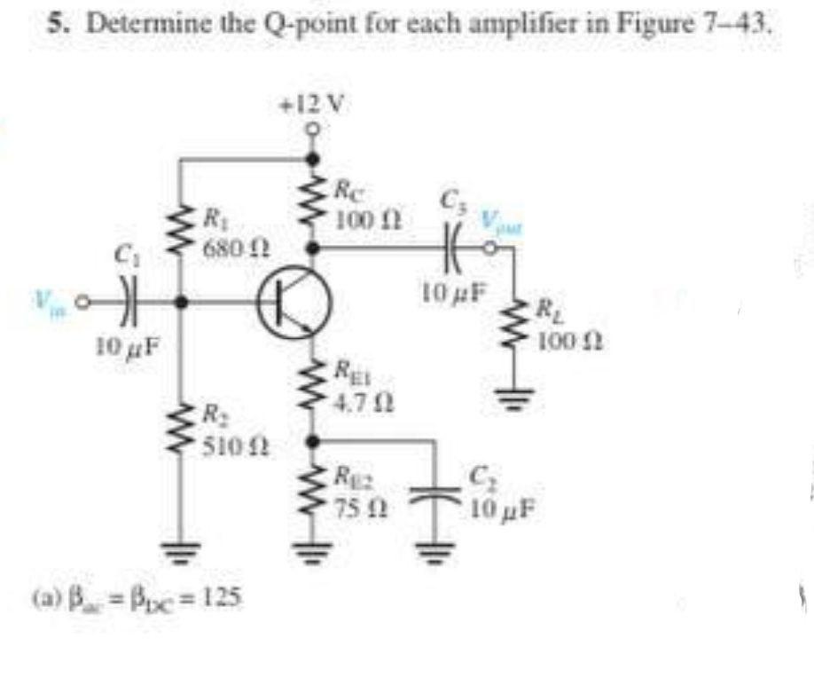 Solved 5. Determine the Q-point for each amplifier in Figure | Chegg.com