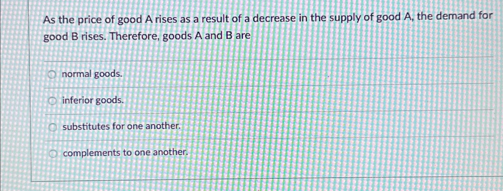 Solved As the price of good A rises as a result of a | Chegg.com