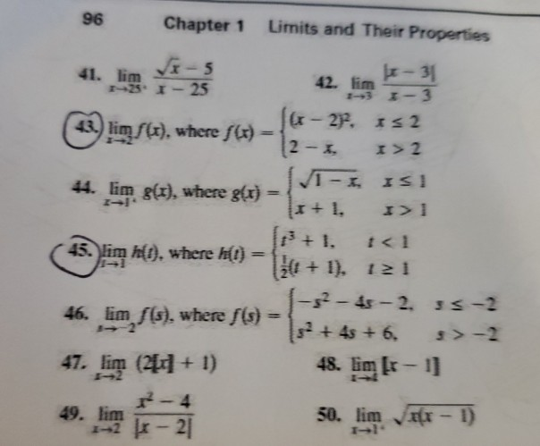 Solved Finding a Limit In Exercises 39-50, find the limit | Chegg.com