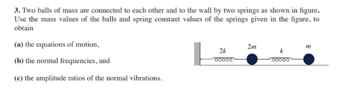 Solved Two balls of mass are connected to each other and to | Chegg.com