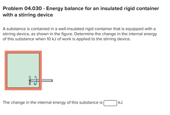 Solved Problem 04.030 - Energy balance for an insulated | Chegg.com