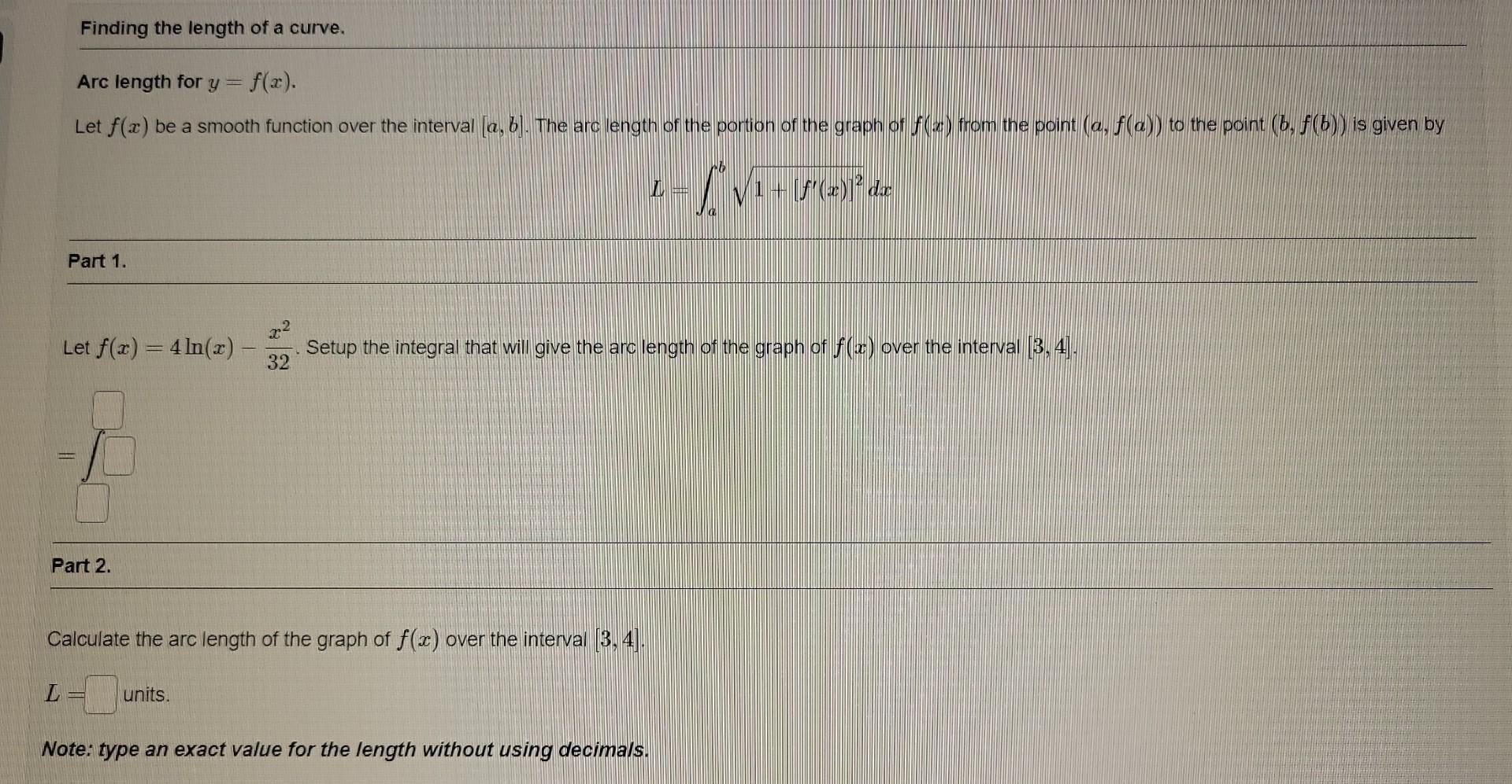 Solved Arc length for y=f(x) Let f(x) be a smooth function | Chegg.com
