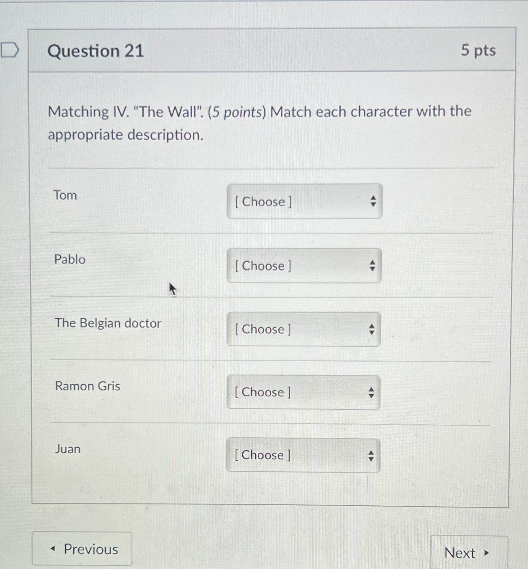 Solved Question 215 ptsMatching IV. Solved Question 215 ptsMatching IV. 