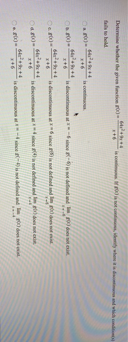 Solved 64x2 + 9x + 4 Determine whether the given function | Chegg.com