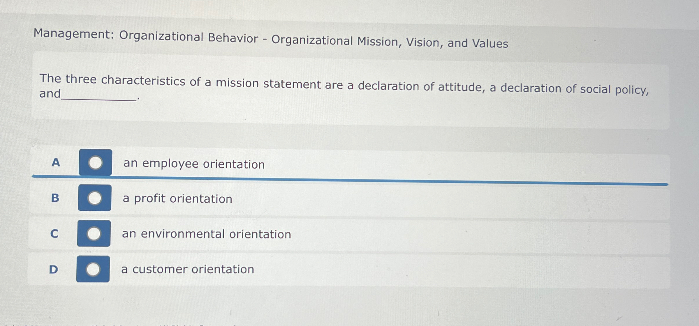 Solved Management: Organizational Behavior - ﻿Organizational | Chegg.com