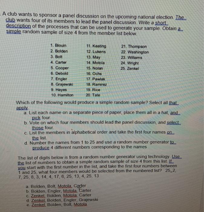 Solved produce 4 The list of digits below is from a random | Chegg.com