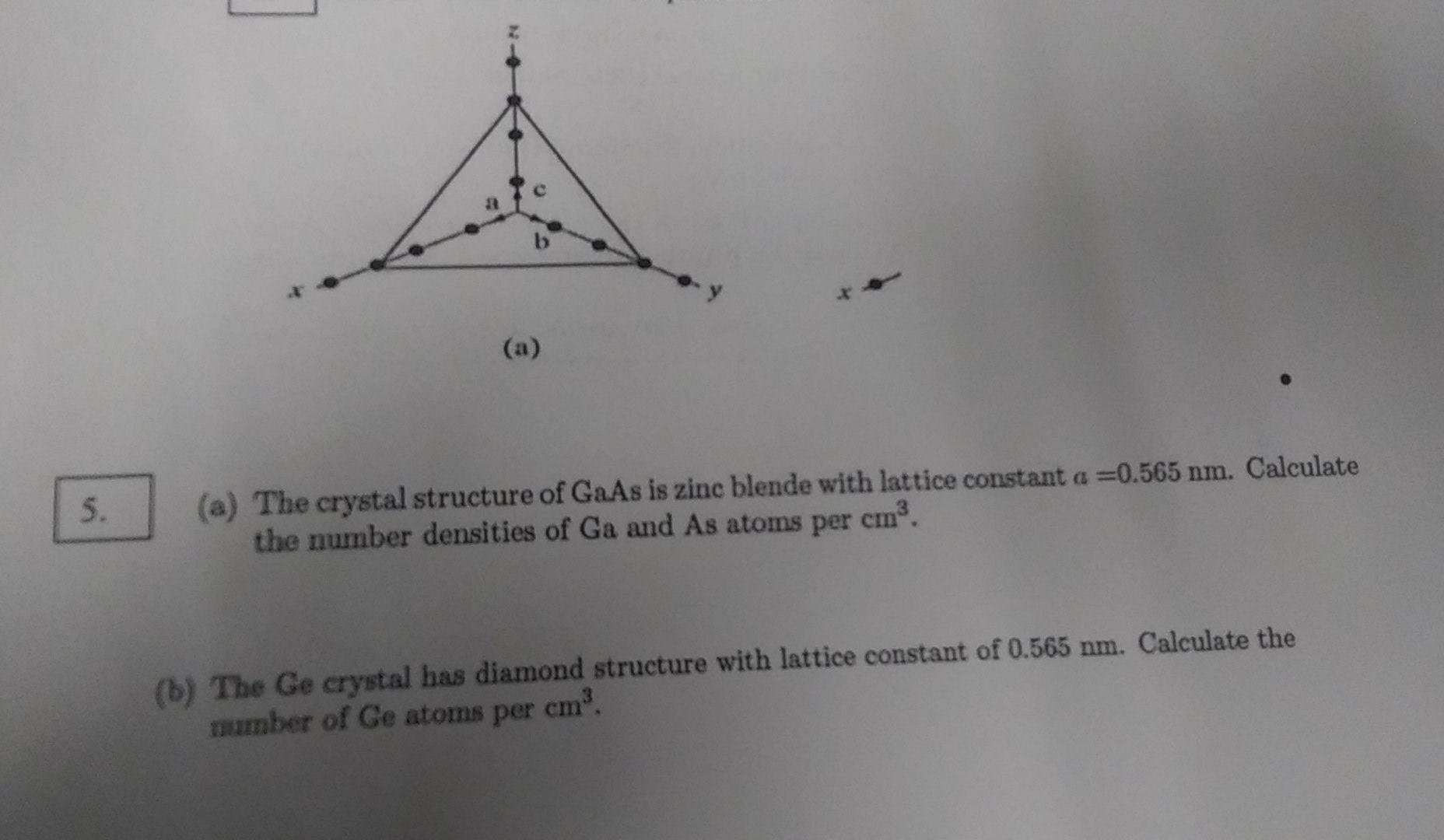 Solved 5. (a) The crystal structure of GaAs is zinc blende | Chegg.com