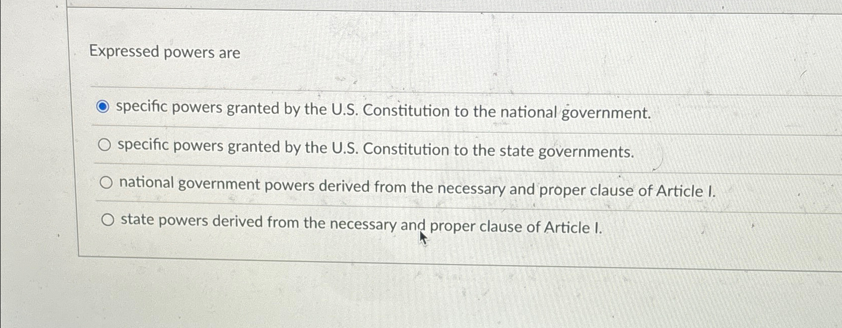 Solved Expressed powers arespecific powers granted by the | Chegg.com