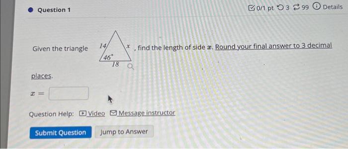 Solved Given the triangle , find the length of side \\( | Chegg.com
