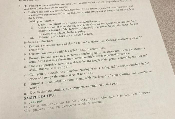 Solved 2. (21 Points) Write a complete, working C+4 program | Chegg.com