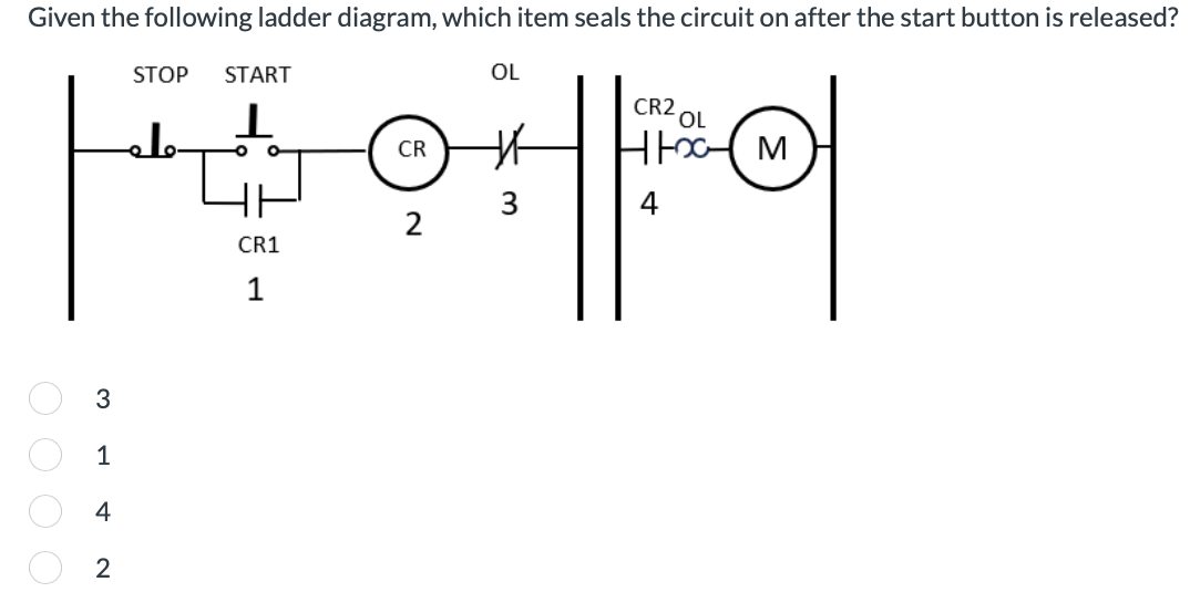 Solved Given the following ladder diagram, which item seals | Chegg.com