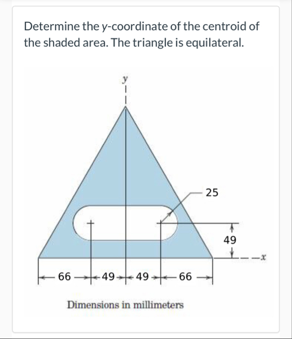 Solved Determine the y-coordinate of the centroid of the | Chegg.com