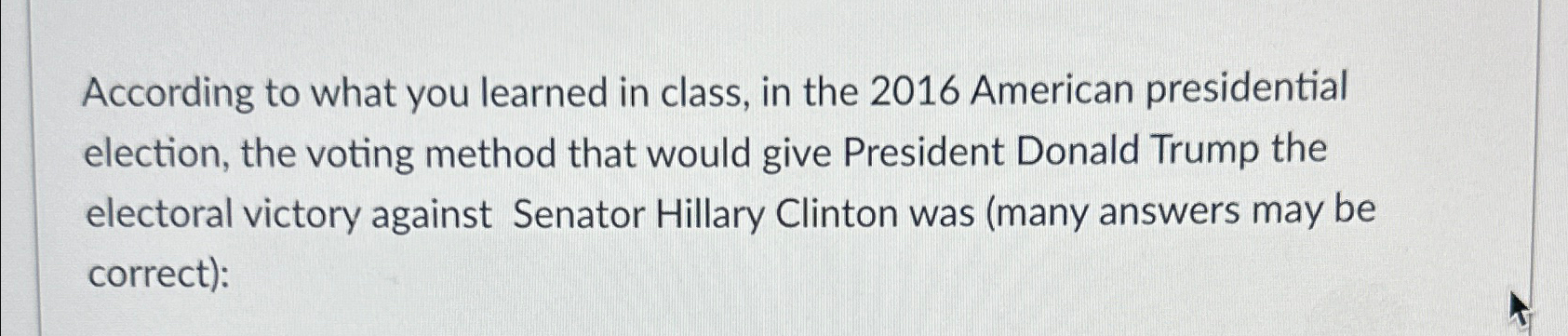 Solved According to what you learned in class, in the 2016 | Chegg.com