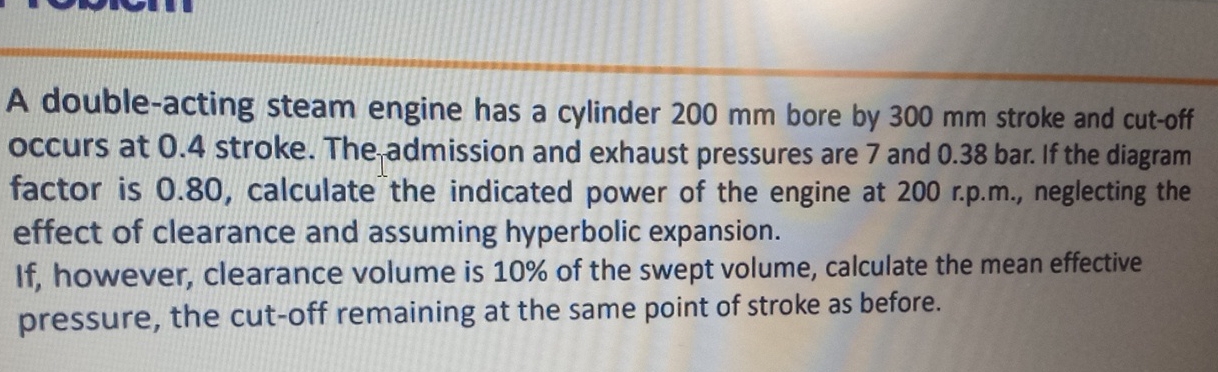 A double-acting steam engine has a cylinder 200mm | Chegg.com