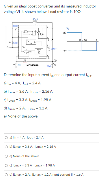 Solved Given an ideal boost converter and its measured | Chegg.com