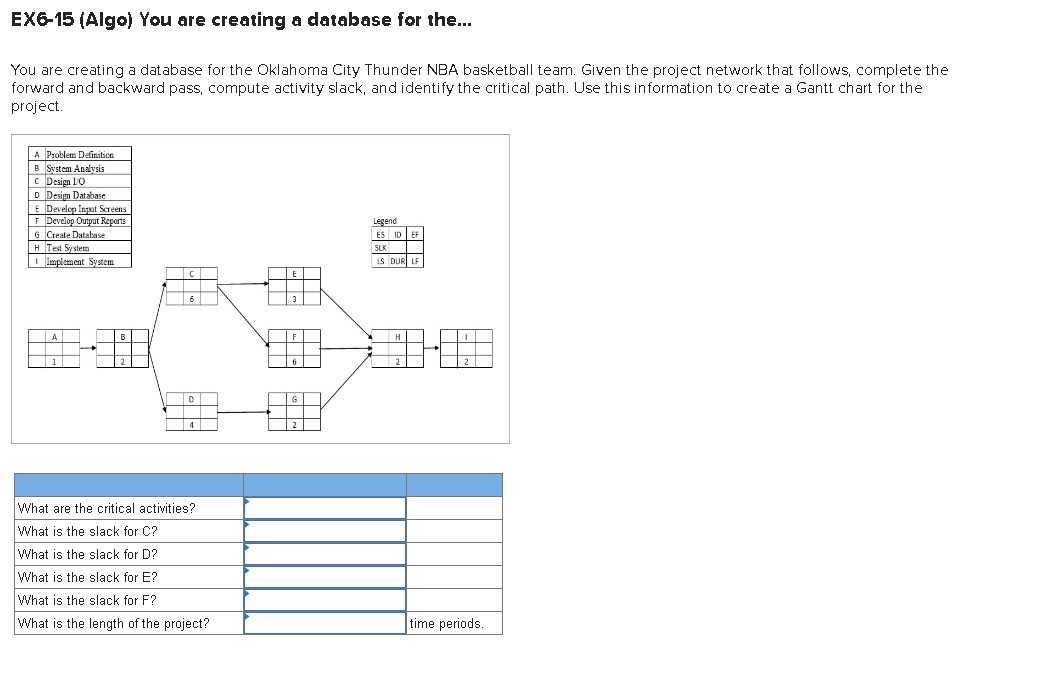 Solved EX6-15 (Algo) ﻿You are creating a database for | Chegg.com