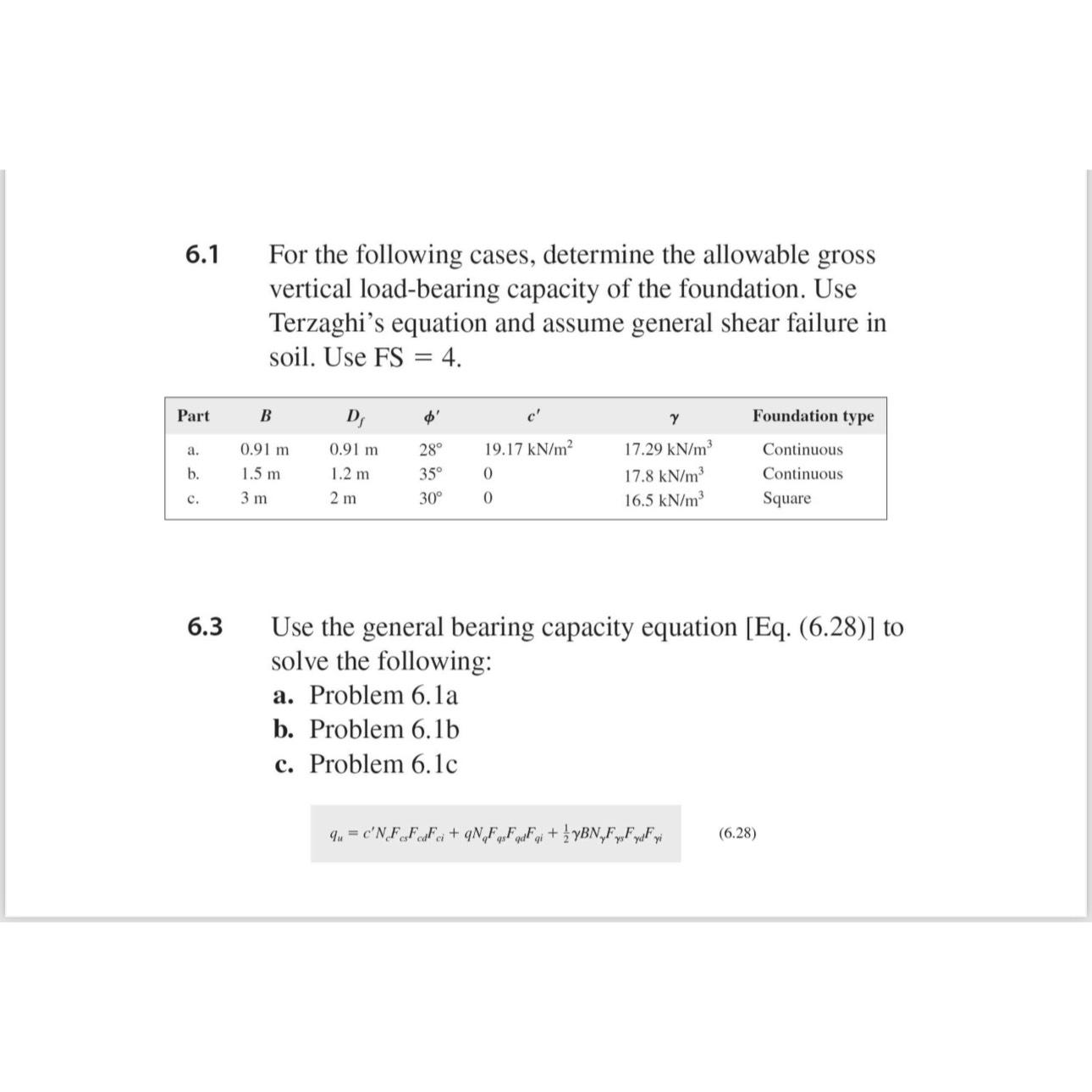 Solved 6.1 ﻿For the following cases, determine the allowable | Chegg.com