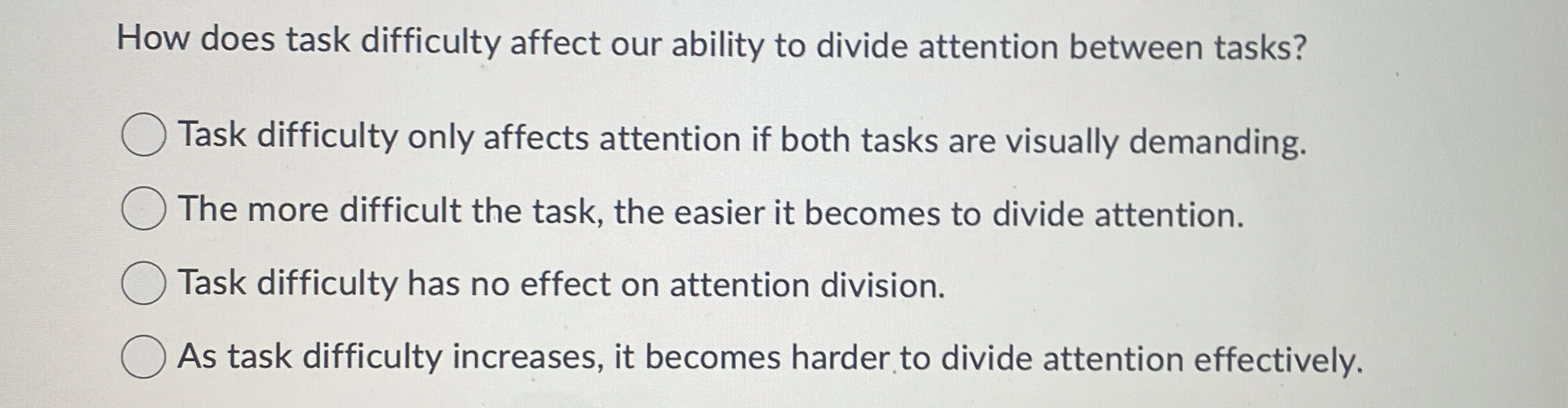 Solved How does task difficulty affect our ability to divide | Chegg.com