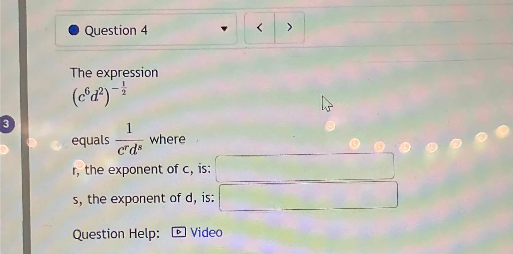 Solved The expression(c6d2)-123 ﻿equals 1crds ﻿wherer, ﻿the | Chegg.com