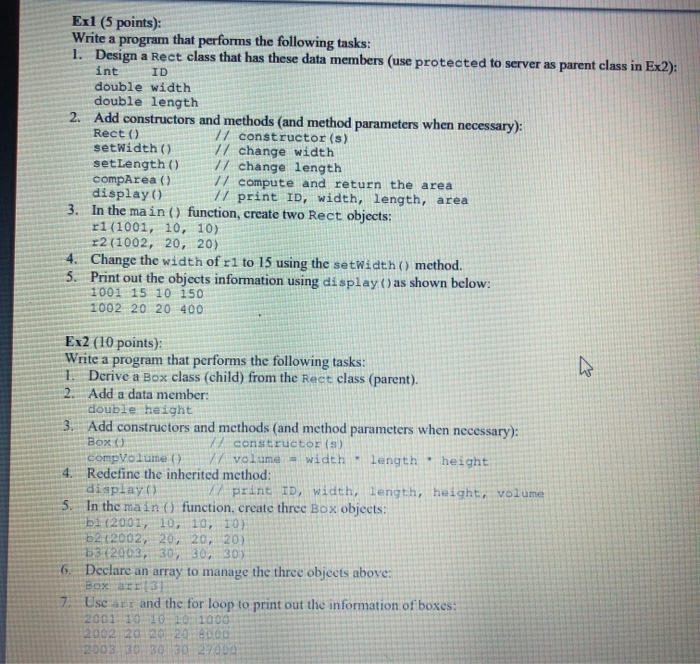 Solved ex. 1 and ex. 2 are two seperate problems with | Chegg.com