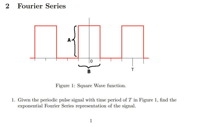 Solved 2 ﻿Fourier Series Figure 1: Square Wave function. 1. | Chegg.com